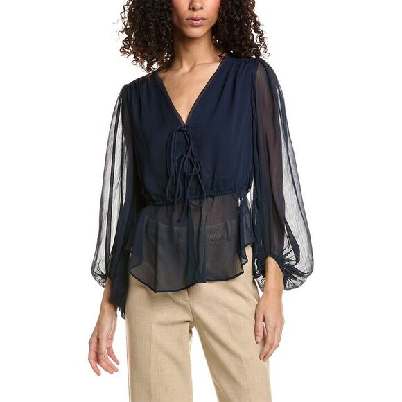Ted Baker | Tops | Ted Baker Womens Tie Front Blouse Blue | Poshmark